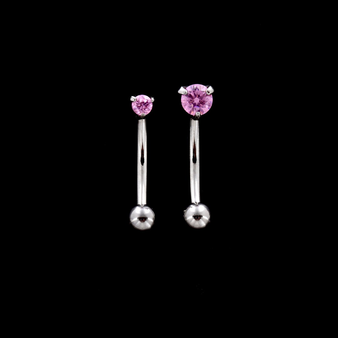 Pink Swarovski Crystal Eyebrow Piercing, 316L Surgical Steel, 16g 8mm ...