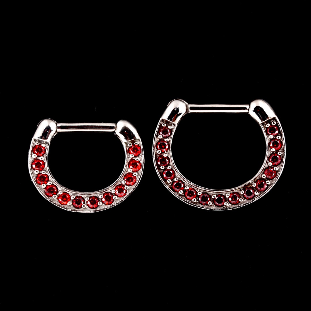 Ruby Red CZ Septum Clicker, 316L Surgical Steel, 16g - Etsy