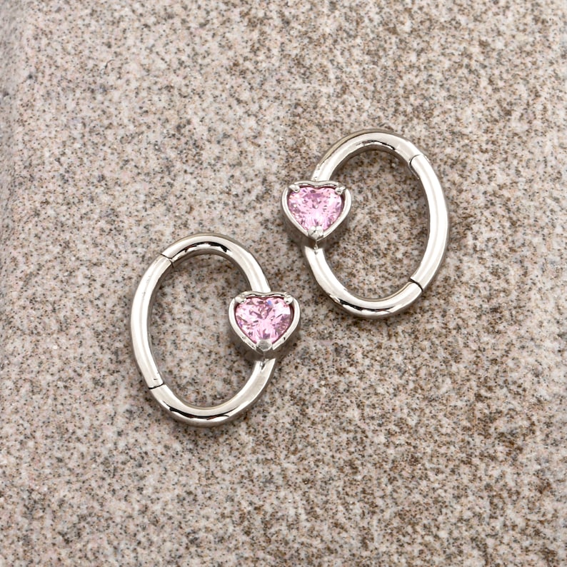 Rook Clicker Ring Daith Jewelry Set With Pink Swarovski Cz - Etsy