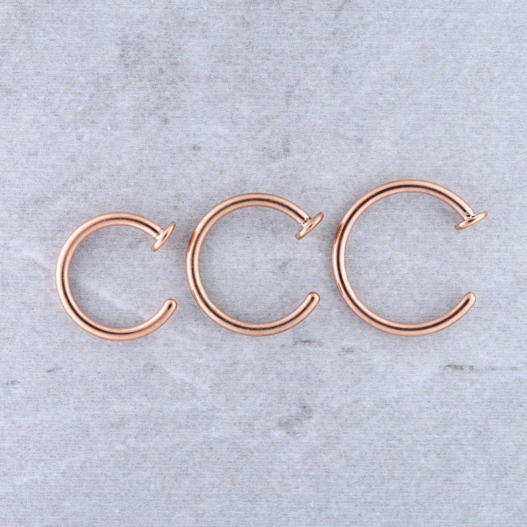 Rose Gold Nose Ring Stopper Nose Hoop Nostril Ring Piercing Jewelry PVD ...