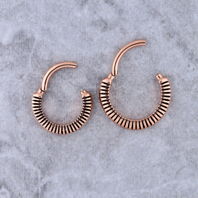 Oro rosa Hélice-Septum-Cartílago-Snug Clicker Anillo PVD sobre - Etsy ...