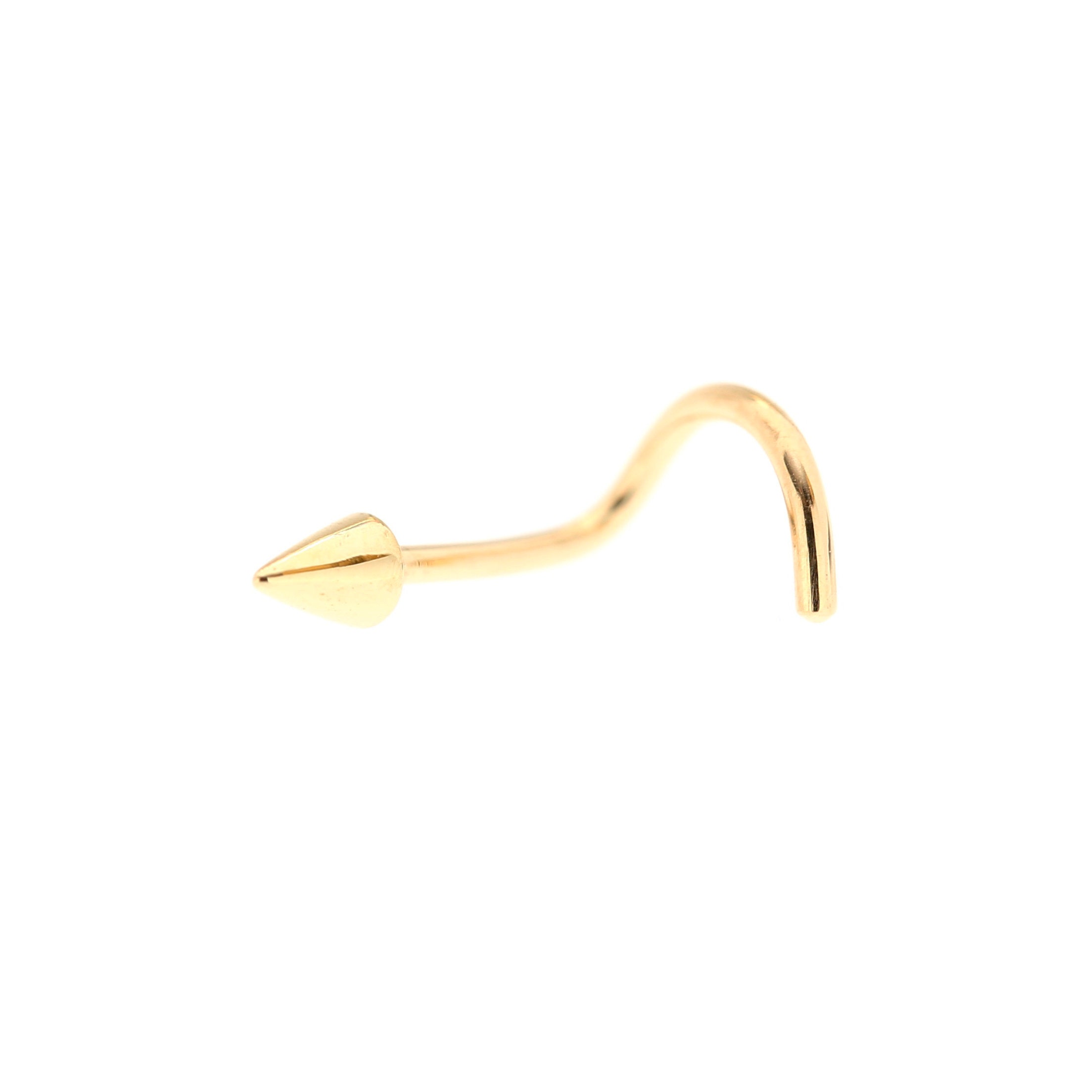 14K Solid Gold Tiny Spike Nose Ring - 20G -6.5mm Inside Diameter - Etsy