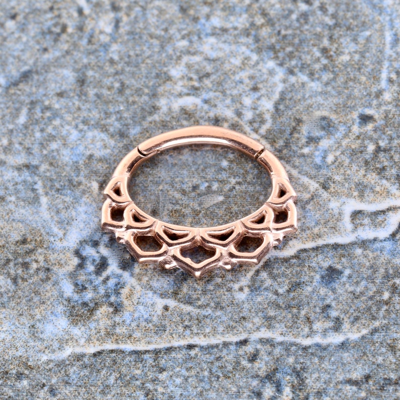 Beautiful Rose Gold Daith Clicker Septum Clicker Ring Jewelry - Etsy