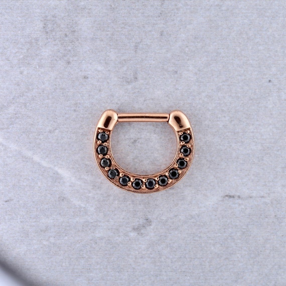 Tabique de oro rosa Daith Piercing Clicker Hinged Nose Ring - Etsy España