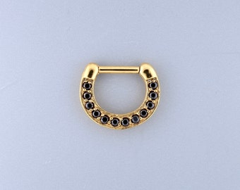 Rose Gold Septum Daith Piercing Clicker Hinged Nose Ring Set | Etsy