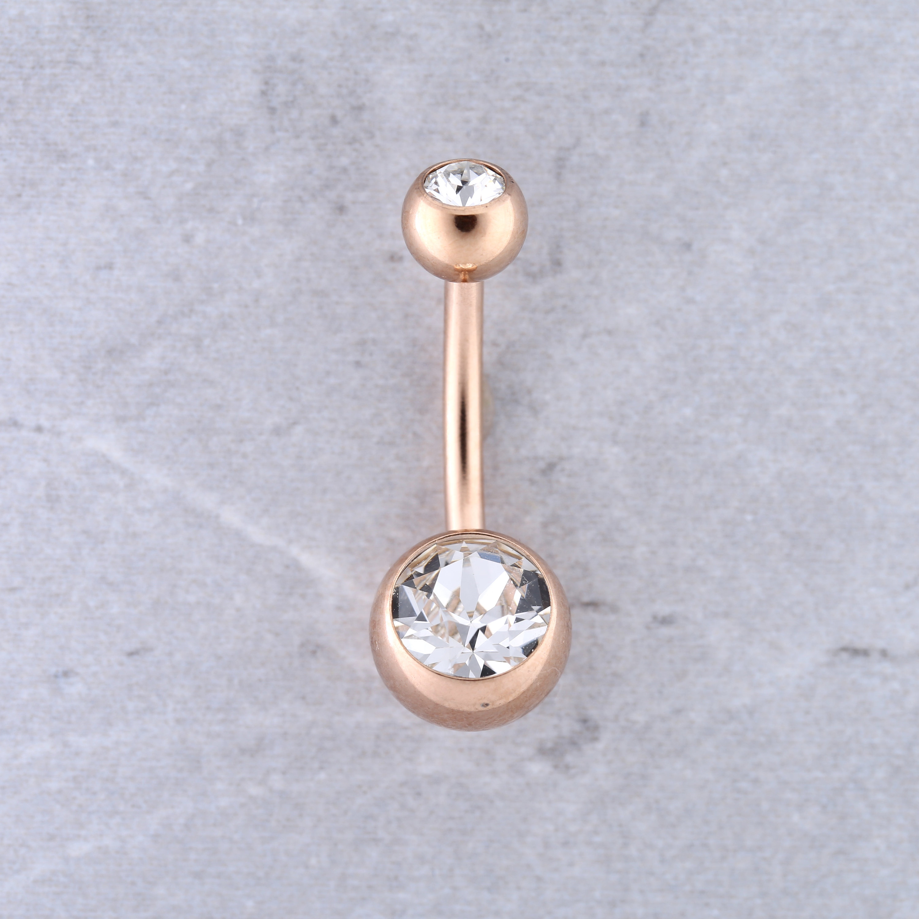 Rose Gold Swarovski CZ Belly Button Ring - 14G Navel Jewelry - Etsy