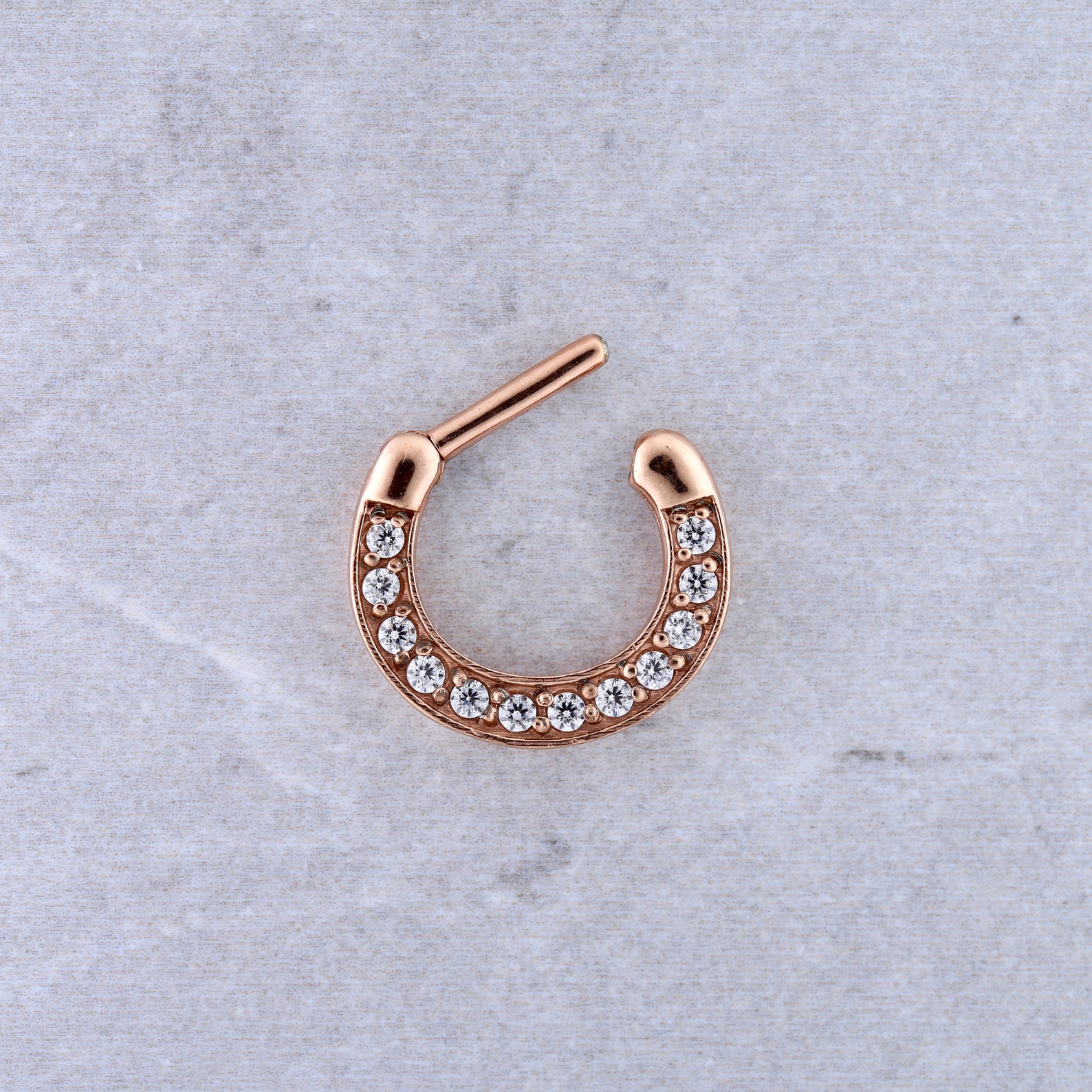 Rose Gold Septum Daith Piercing Clicker Hinged Nose Ring Set - Etsy