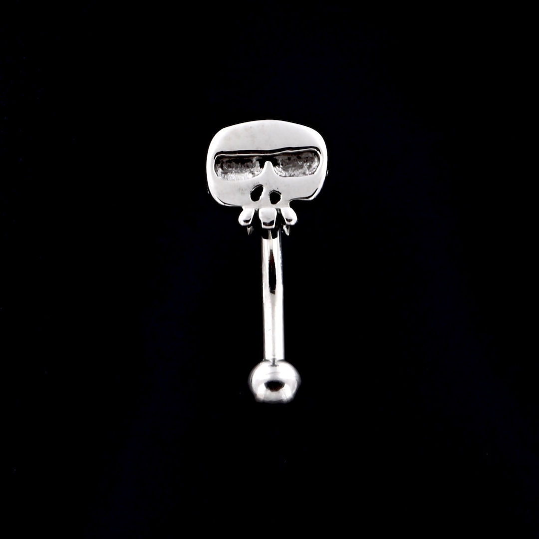 Skull Eyebrow Piercing, Rook Curved Bar - 316L Surgical Steel - 8mm ...
