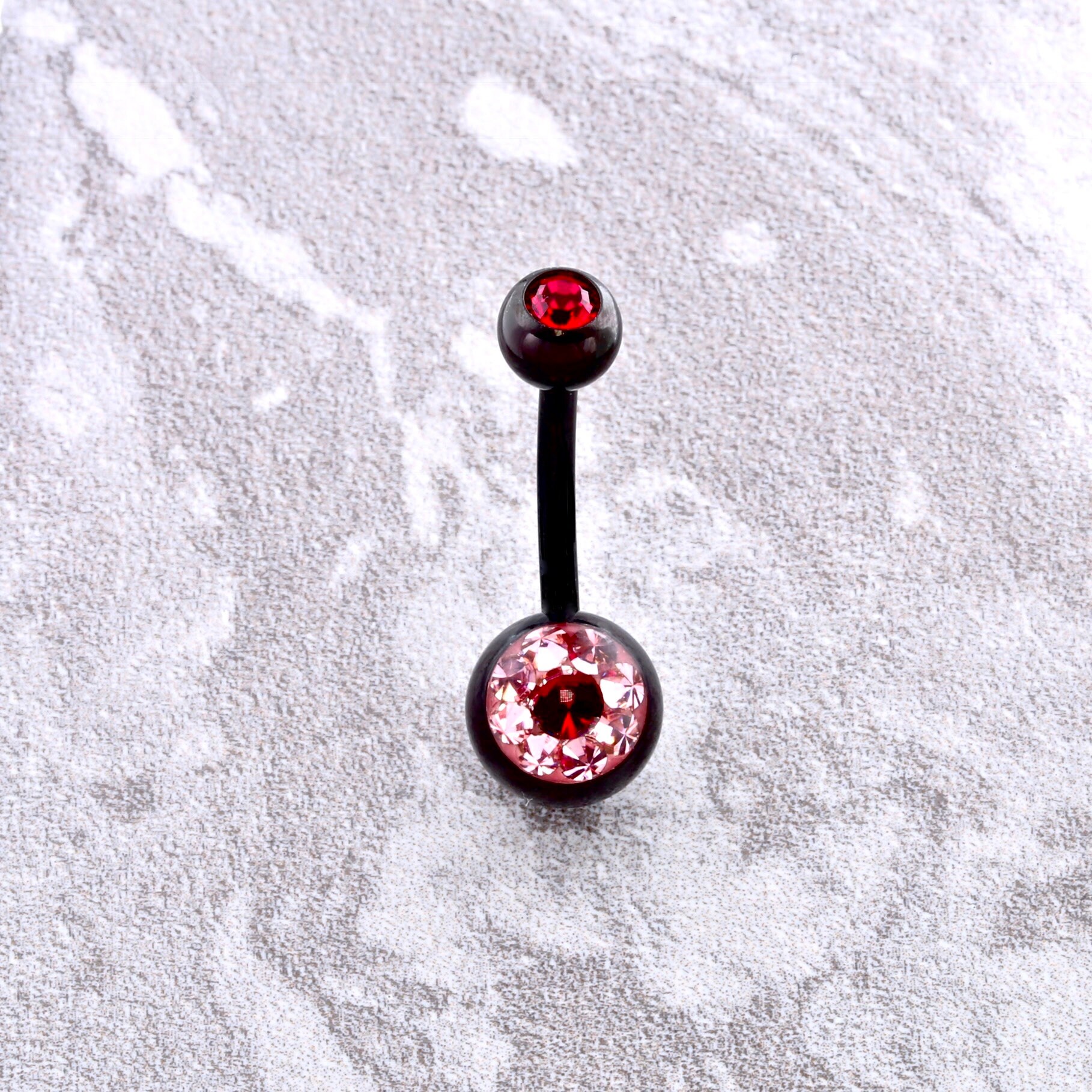Red Swarovski CZ Belly Button Ring – Black PVD Surgical Steel Navel ...
