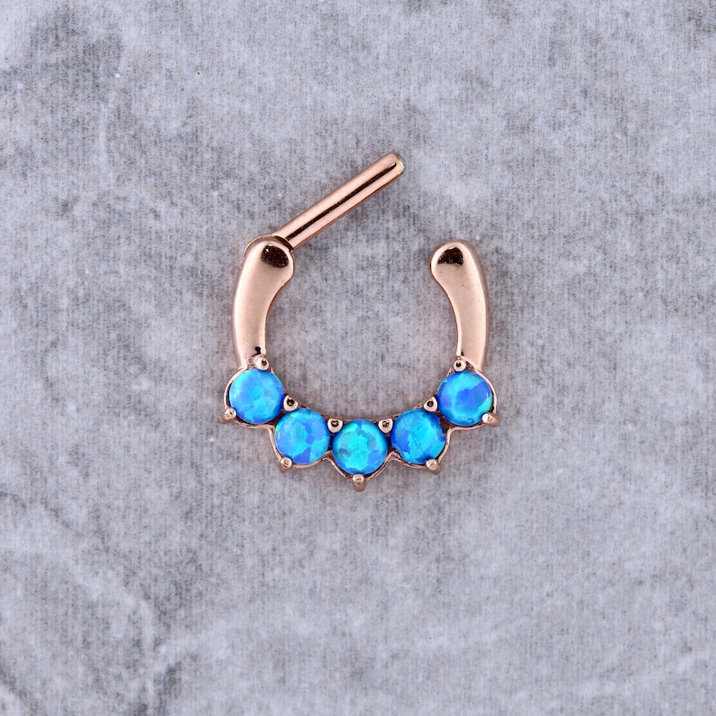 Rose Gold Septum Daith Piercing Clicker Hinged Nose Ring Set - Etsy