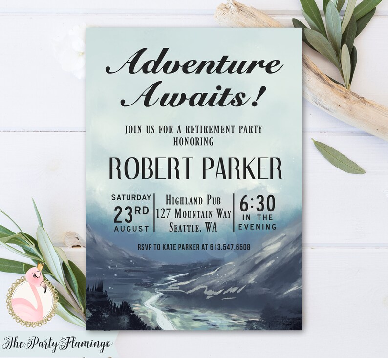 Retirement invitation Adventure awaits forest mountains | Etsy Retirement invitation Adventure awaits forest mountains | Etsy