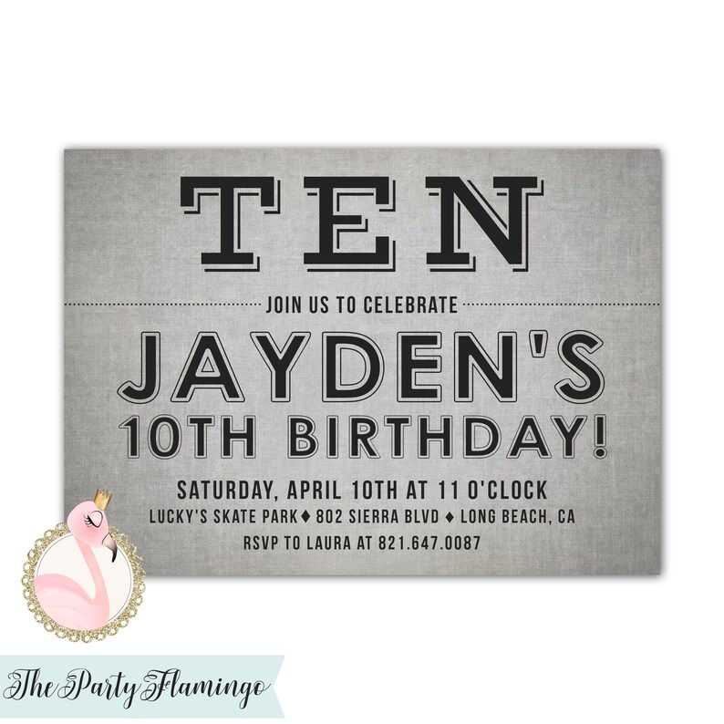 10th Birthday Invitation 10th Birthday Invite Boy Printable - Etsy