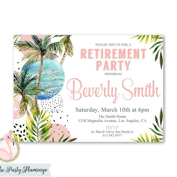 Retirement Party Tropical Invitation - Etsy