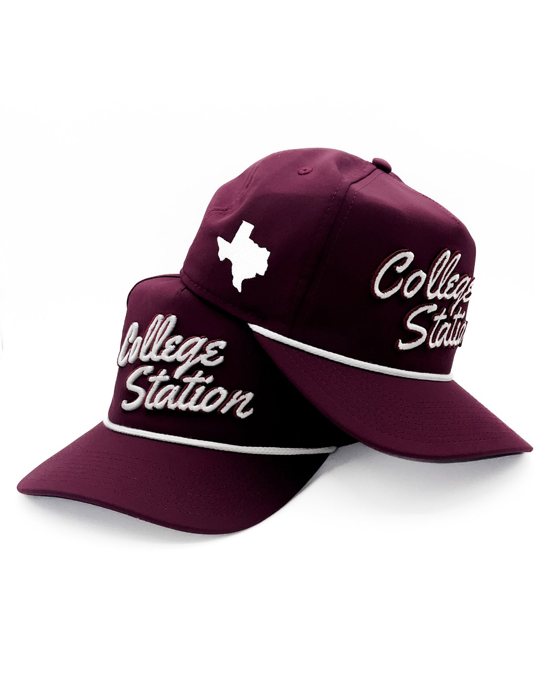 Maroon College Station TX Rope Hat: 3D Embroidery Snapback - Etsy