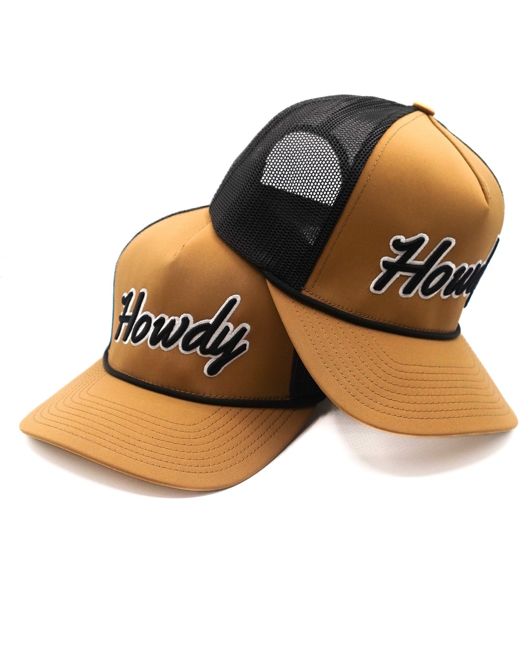Tan & Black "howdy" Rope Trucker Hat | Retro 5-panel | Hunting Camp ...