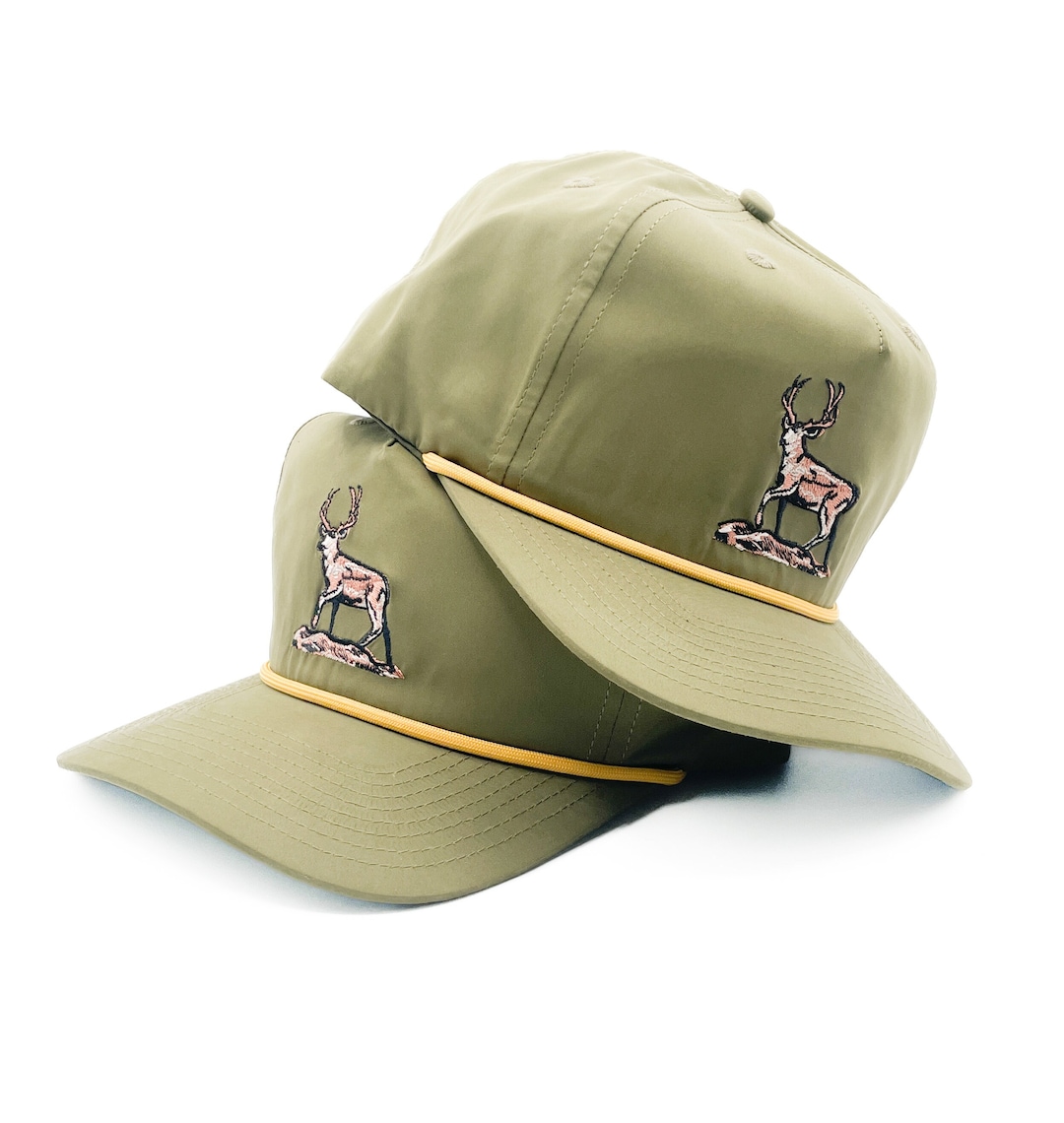 Green "white Tail Deer" Rope Hat | Retro 5-panel | Hunting Camp ...