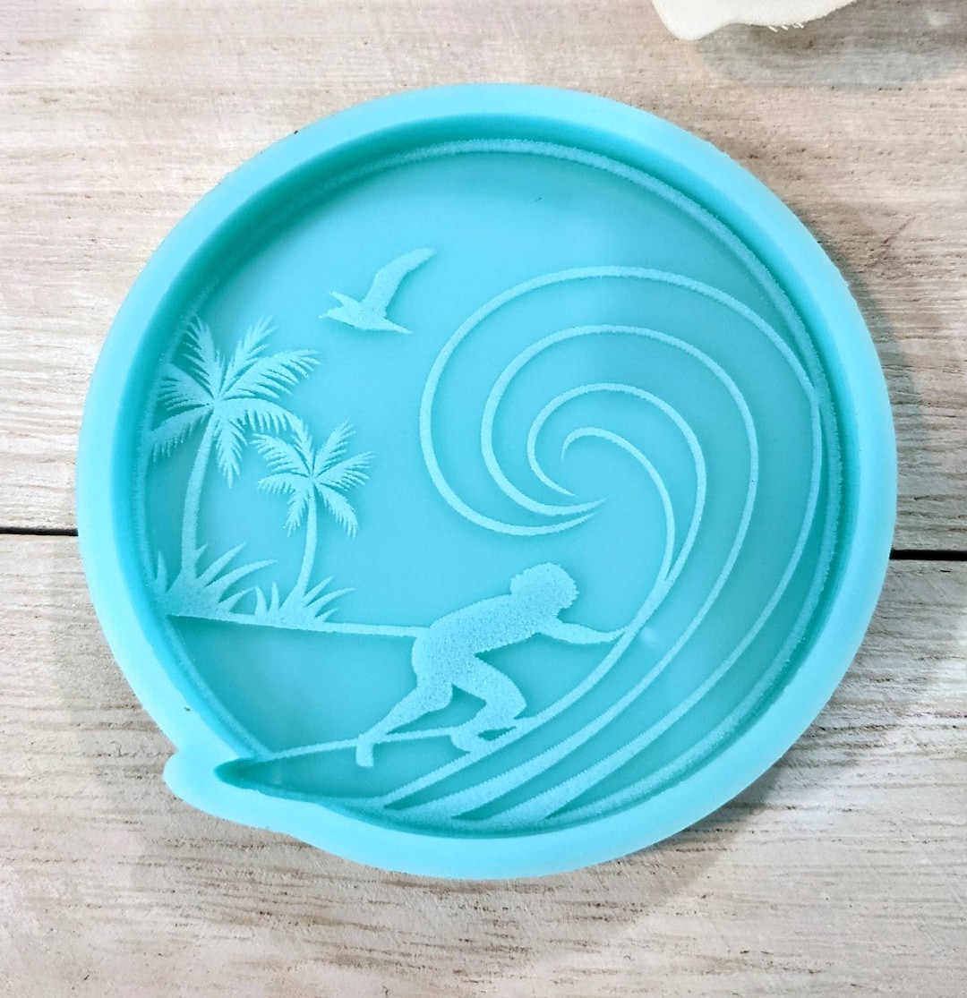 Surfin the Waves Mold / 2 Sizes Avail / Resin Mold / Coaster Mold ...