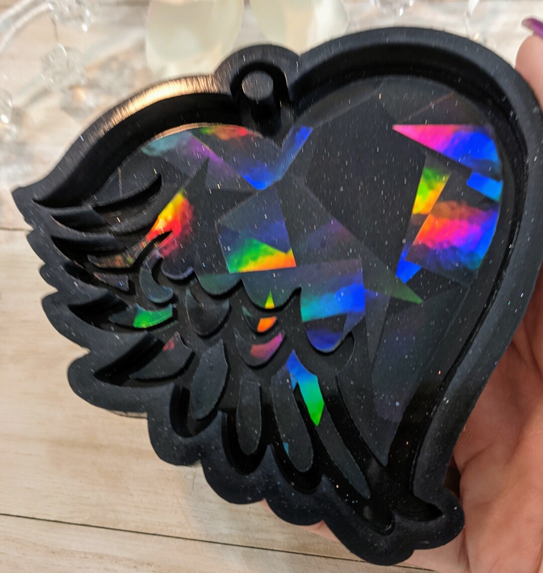 Med 3 5/8" Holo Heart Angel Wing Ornament Mold / Resin Mold - Etsy
