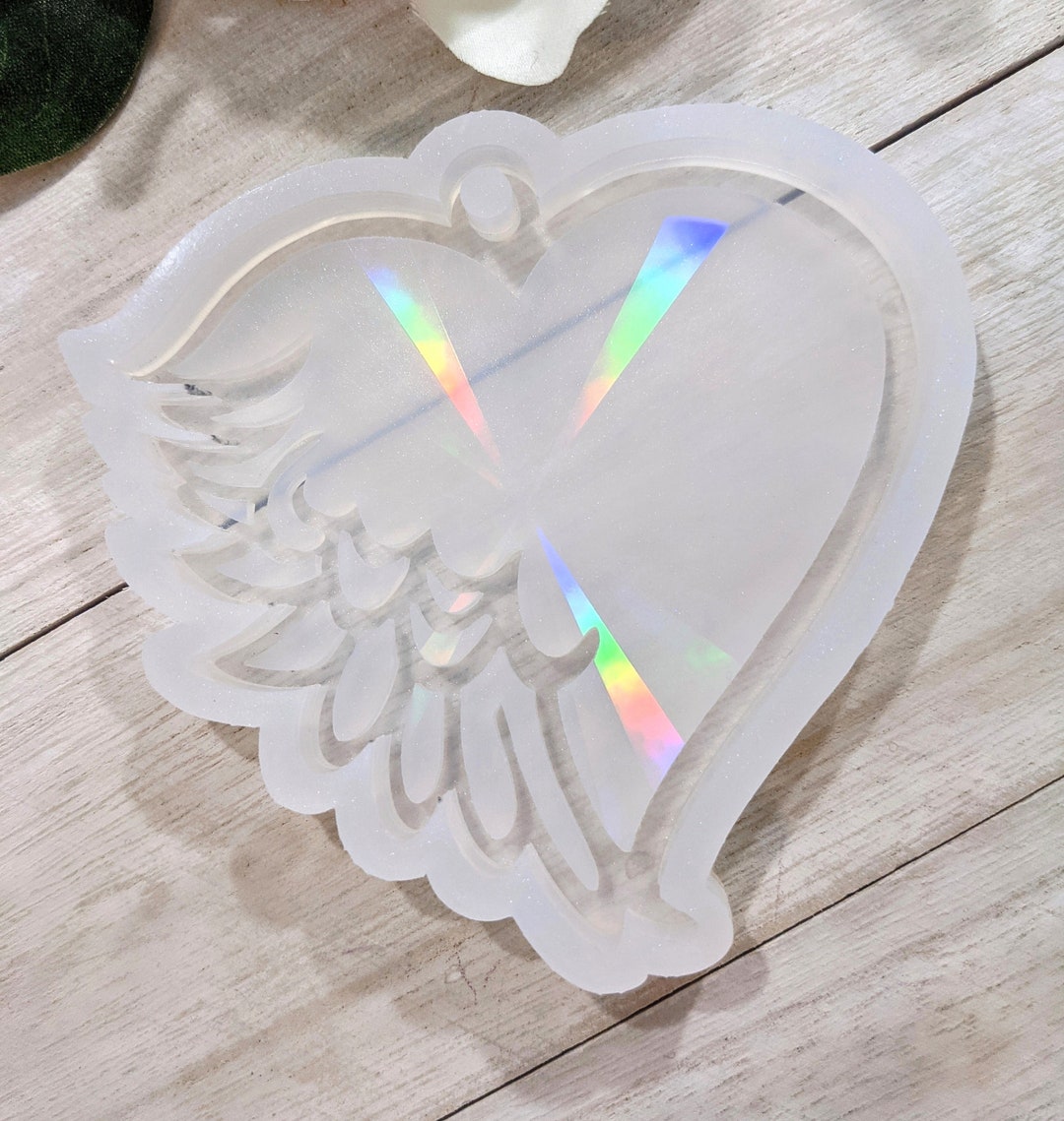 Med 3 5/8 Holo Heart Angel Wing Ornament Mold / Resin Mold - Etsy