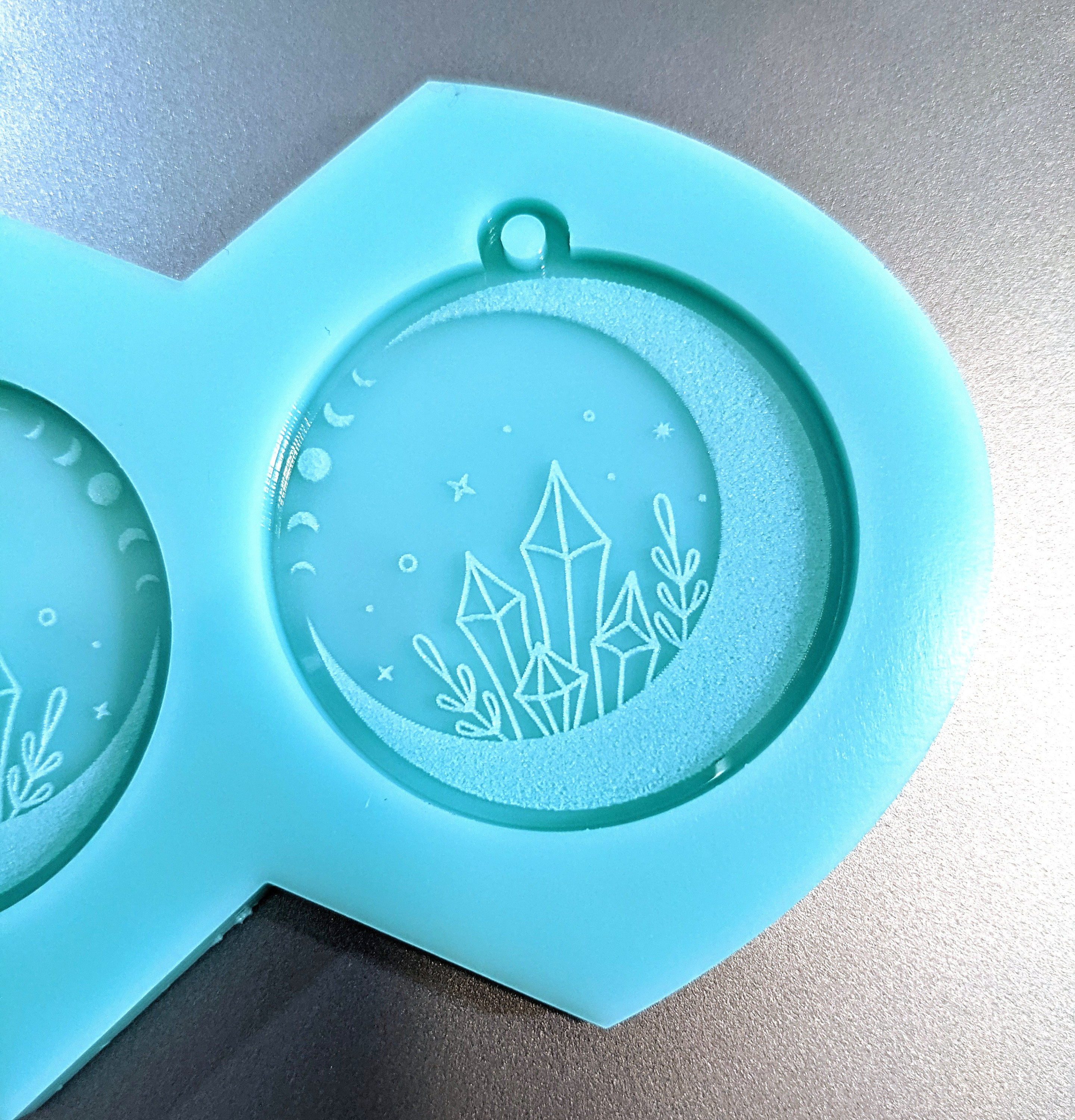 Moon Phase Moon & Crystals Silicone Earring Mold / Resin Mold | Etsy