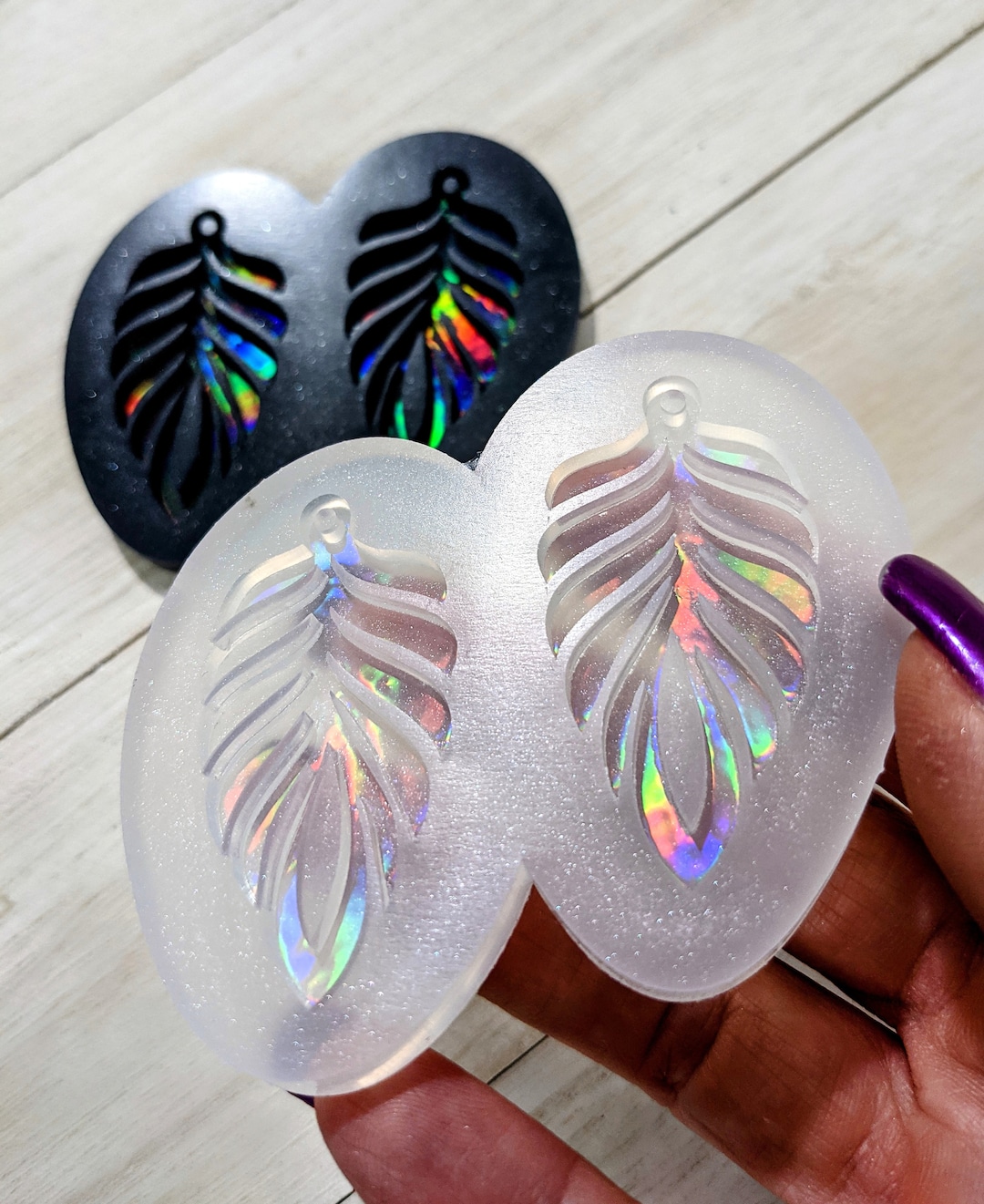 Holographic Monstera Leaf Silicone Mold: Resin Earring, Pendant - Etsy