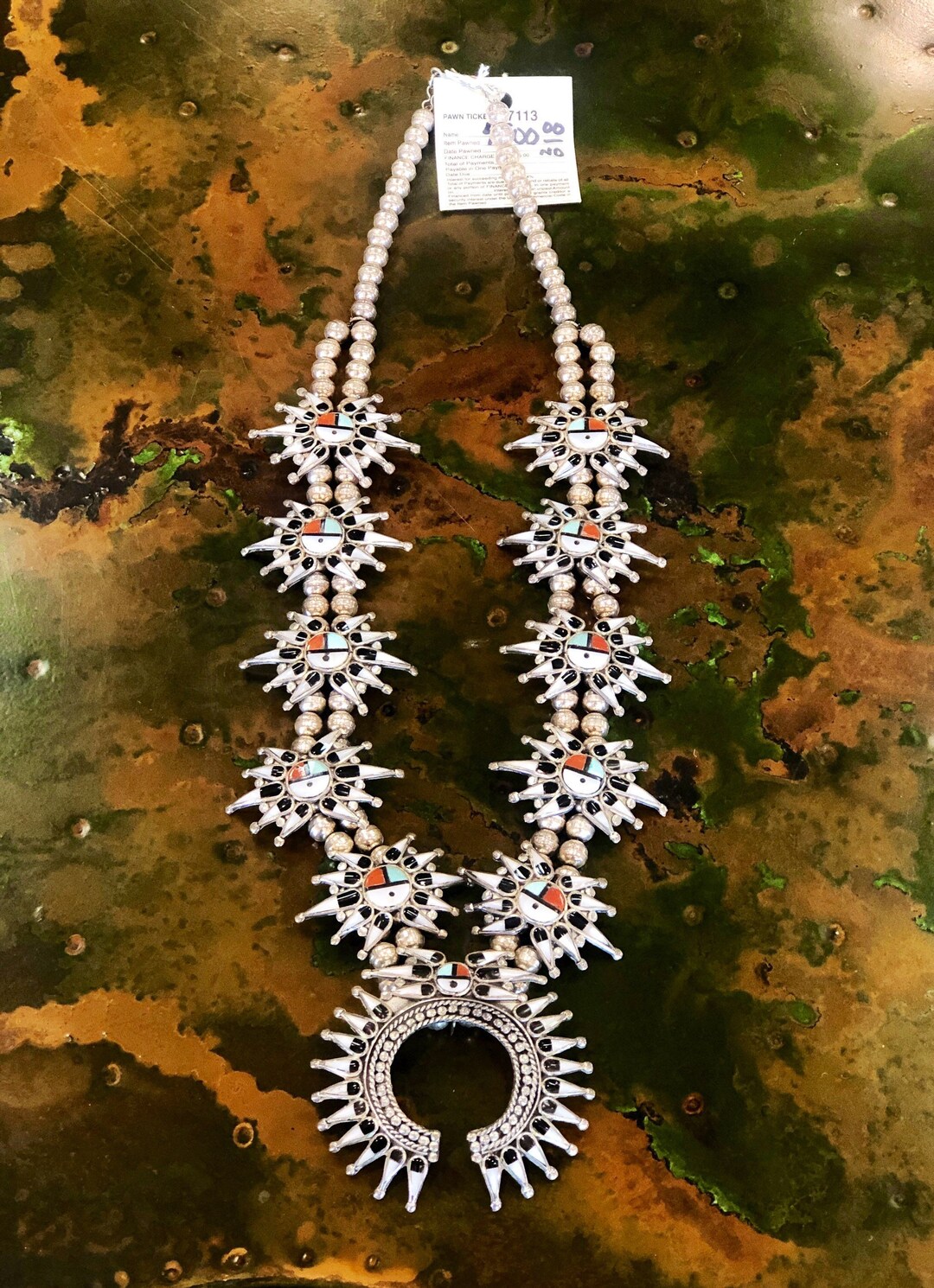 Vintage Zuni Handmade Mother of Pearl Multistone Sun God Star Burst ...