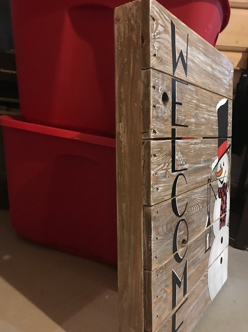 Distressed Snowman Welcome Sign - Etsy