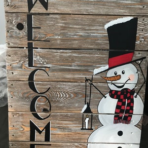 Distressed Snowman Welcome Sign - Etsy