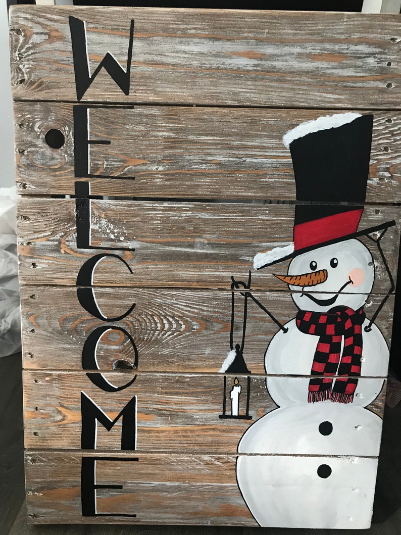 Distressed Snowman Welcome Sign - Etsy