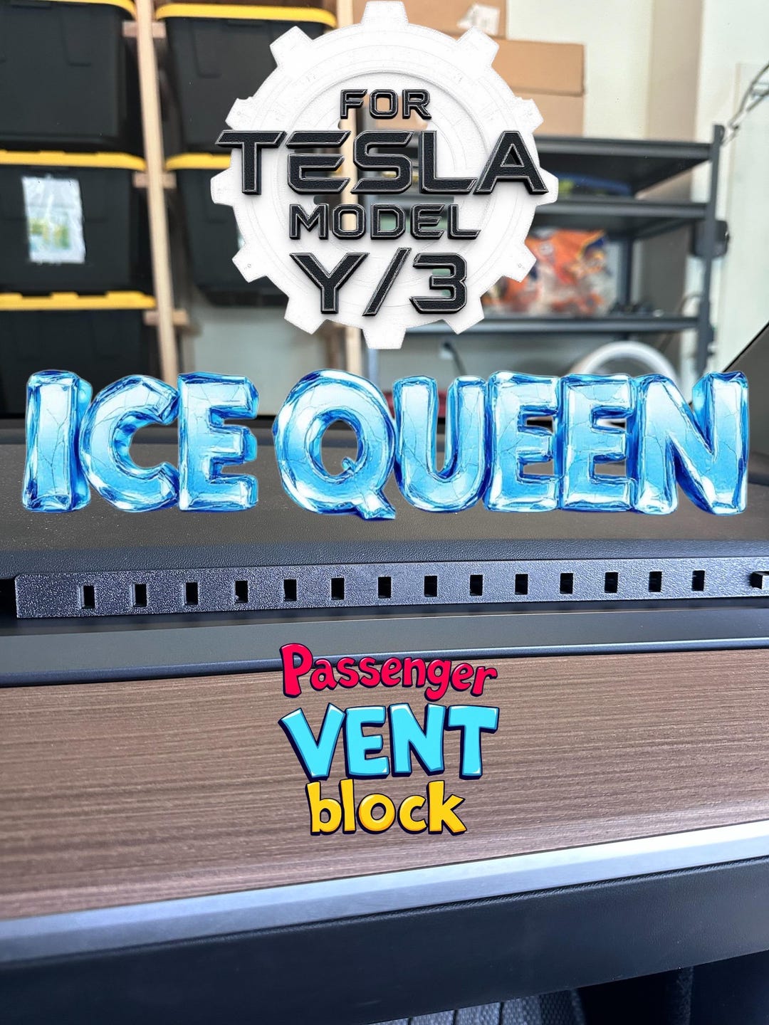 Tesla Model Y & 3 Passenger Vent Block and Asjustable Air Flow ...