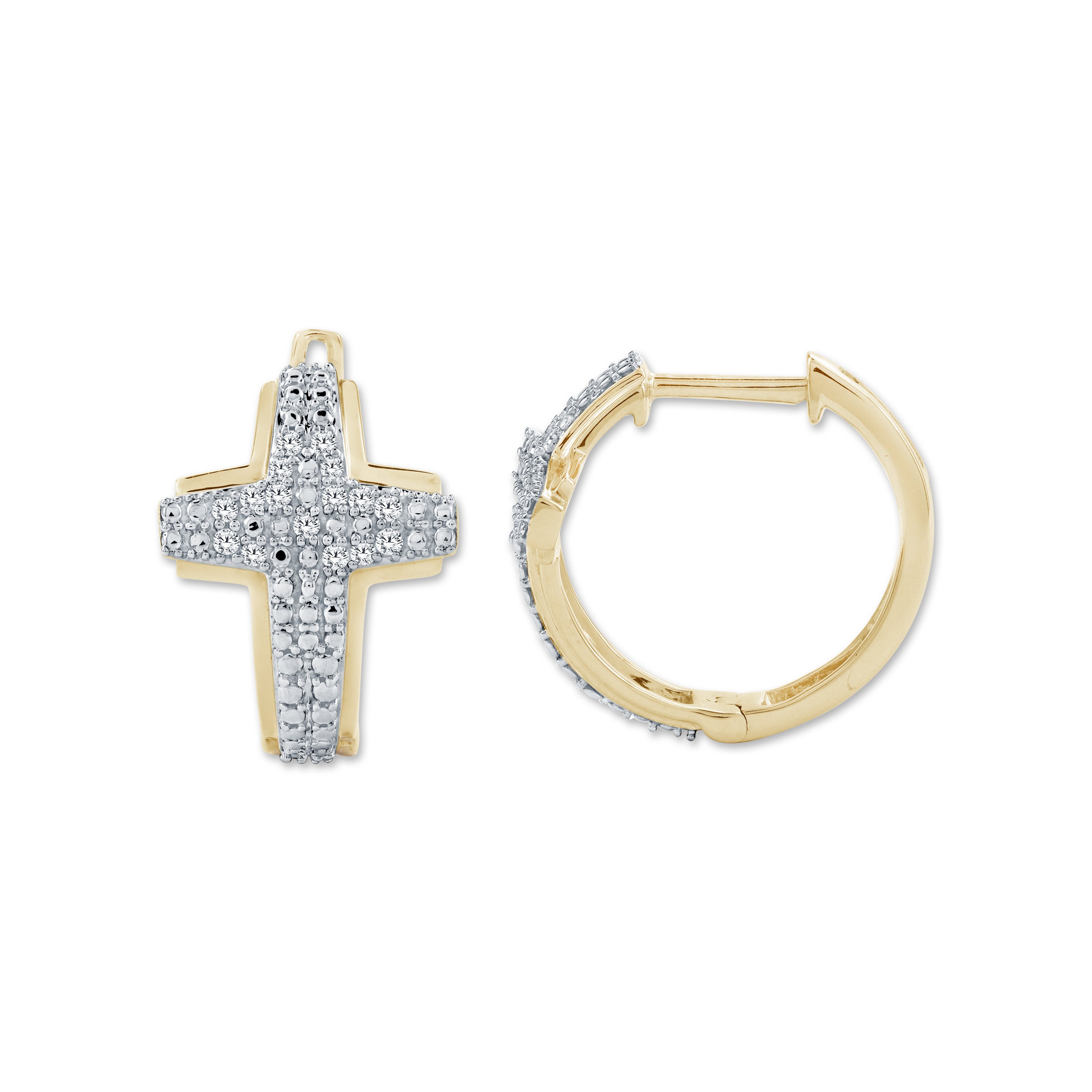 ALESSANDRA BETTINI® Cross Earrings, Natural Diamond Cross Hoop Earrings ...