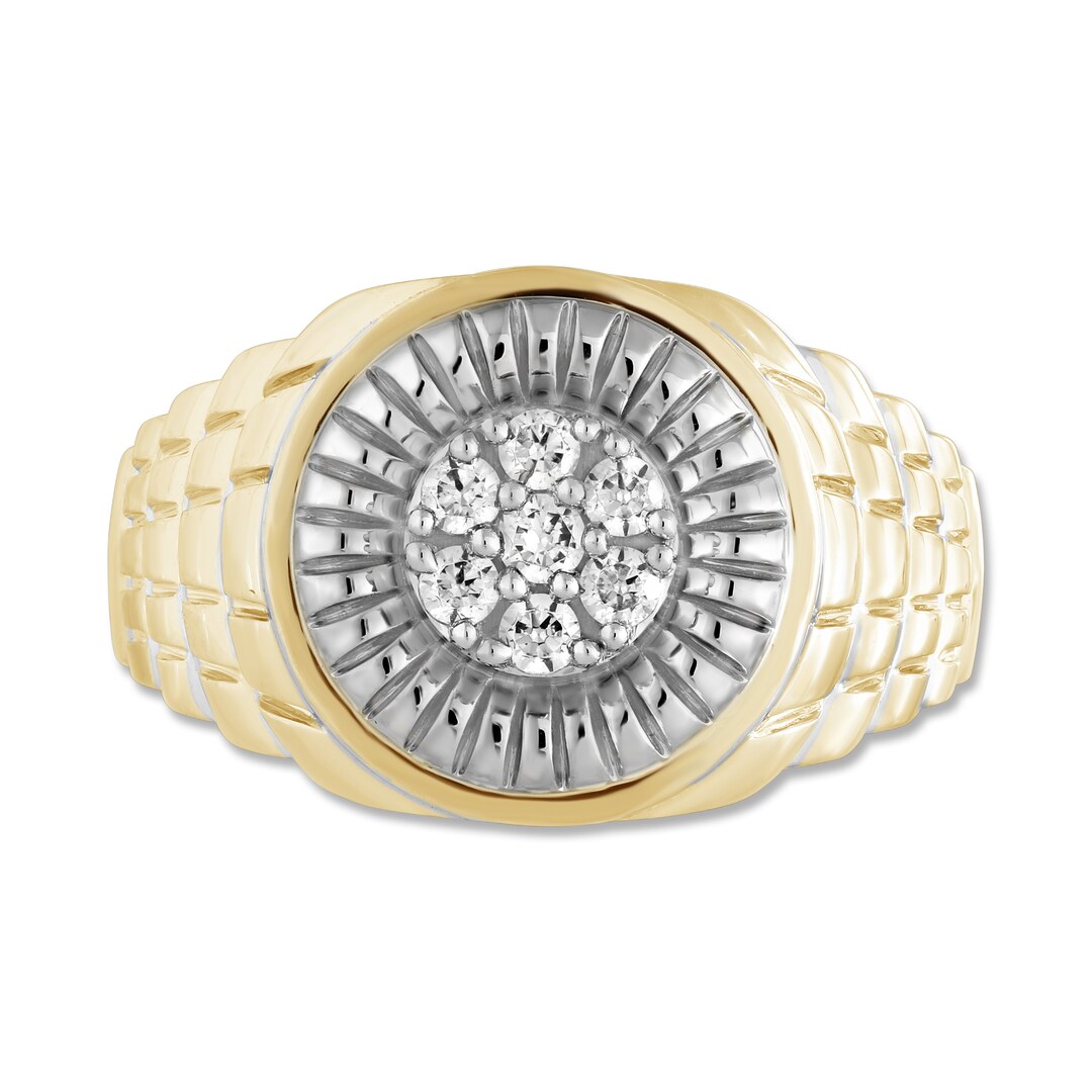 ALESSANDRA BETTINI® Natural Diamond Men's Rolex Style Ring, 0.33 CTTW ...