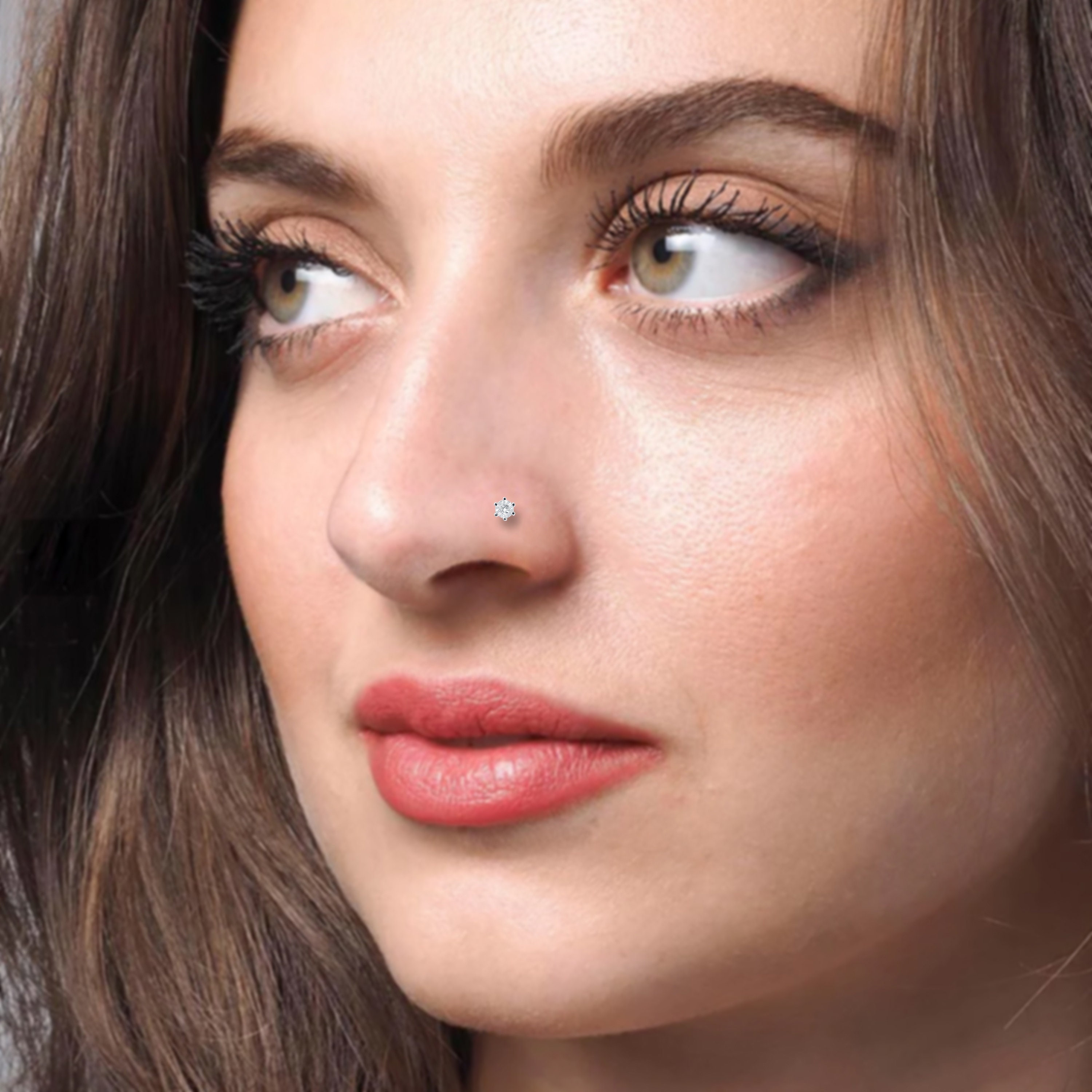 ALESSANDRA BETTINI® Women's Nose Ring, 0.06ct Round Cut Natural Diamond ...