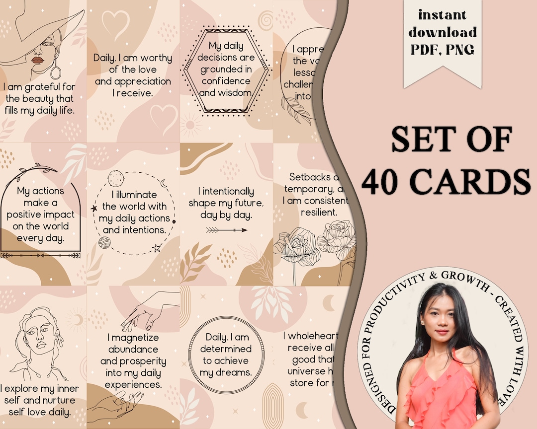 Daily Affirmation Ritual Digital Cards, Printable Self-worth Reminders ...