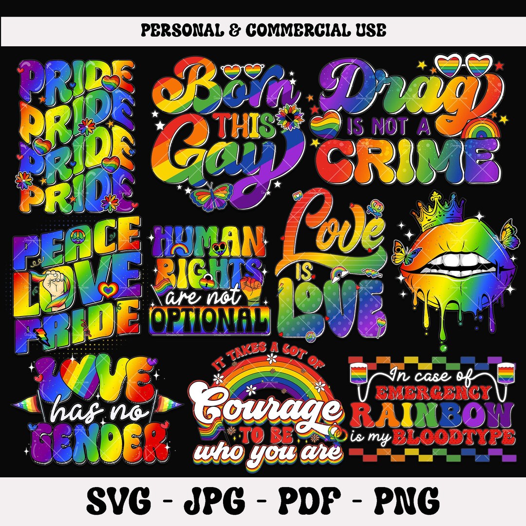 Lgbt SVG Bundle, Rainbow Pride Digital Download, Lgbt Quotes SVG File ...