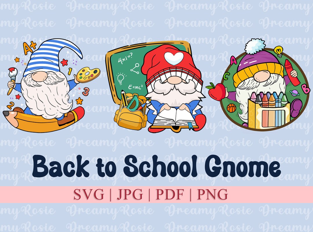 Back to School Gnome SVG PNG, First Day of School Printable & Digital ...