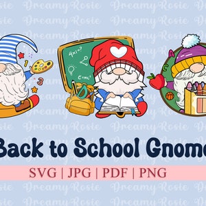 Back to School Gnome SVG PNG, First Day of School Printable & Digital ...