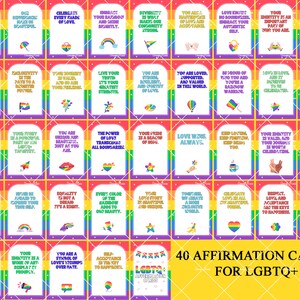 LGBTQ Affirmation Digital Cards, Ready to Print Rainbow Pride Empowerment, Inclusivity Support ...