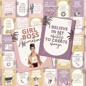 Girl Boss Digital Cards, Ready to Print Affirmations for Female ...
