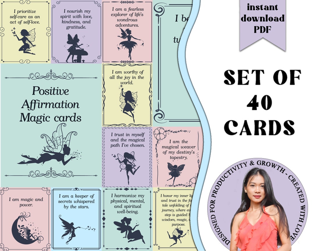 Magical Affirmation Digital Cards, Printable Fairy-themed Self-care ...