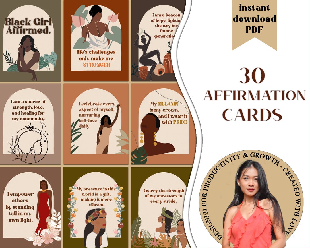 African-american Women Affirmation Digital Cards, Ready to Print Black ...