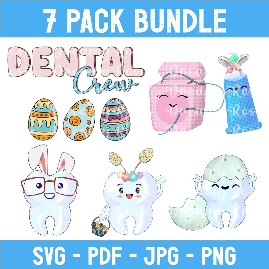 Dental Easter Bundle SVG PNG, Dentist Easter Svg, Cute Dental Vector ...