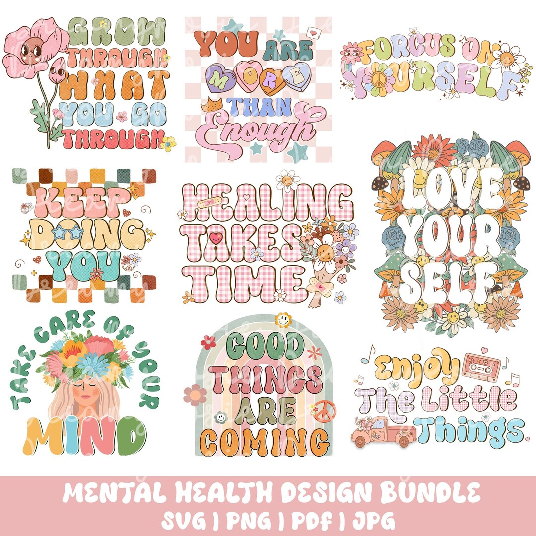 Mental Health Bundle Svg, Inspirational File for Cricut, Positivity ...