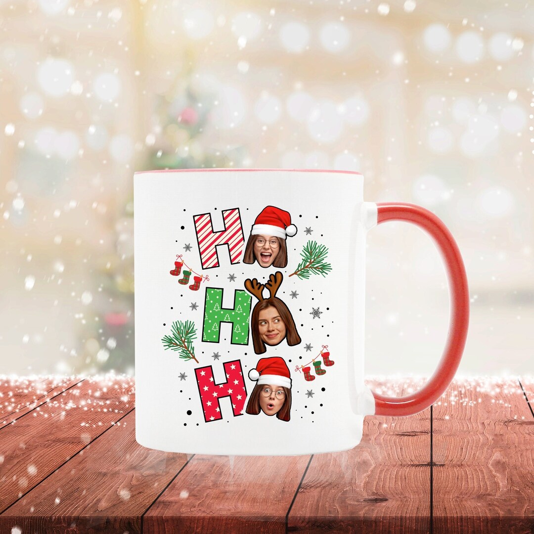 Christmas Custom Face Photo Ho Ho Ho / Personalized Photo Christmas Mug ...