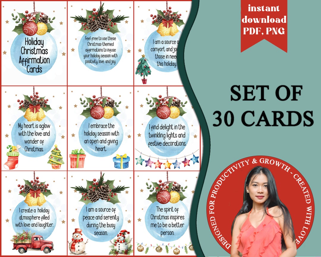 Christmas Affirmation Digital Cards, Ready to Print Xmas Self ...