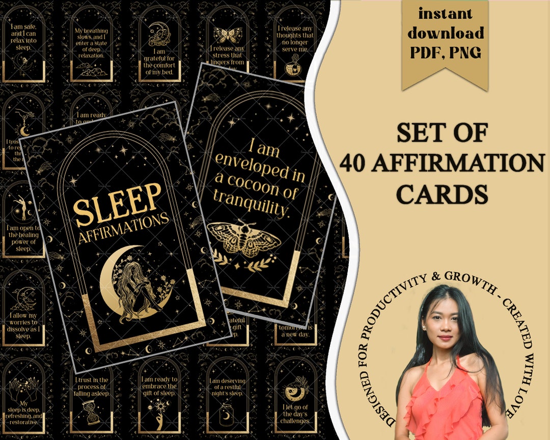 Sleep Affirmation Digital Cards, Ready to Print Sleep Meditations ...