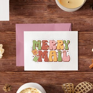 Christmas Thank You Sticker SVG PNG Bundle, Groovy Holiday Packaging ...