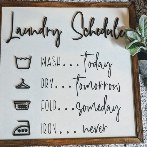 Laundry Schedule Wooden Sign Laundry Room Decor Laundry - Etsy