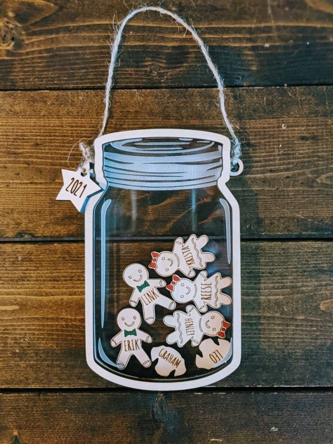 Gingerbread Mason Jar Family Ornament - Etsy