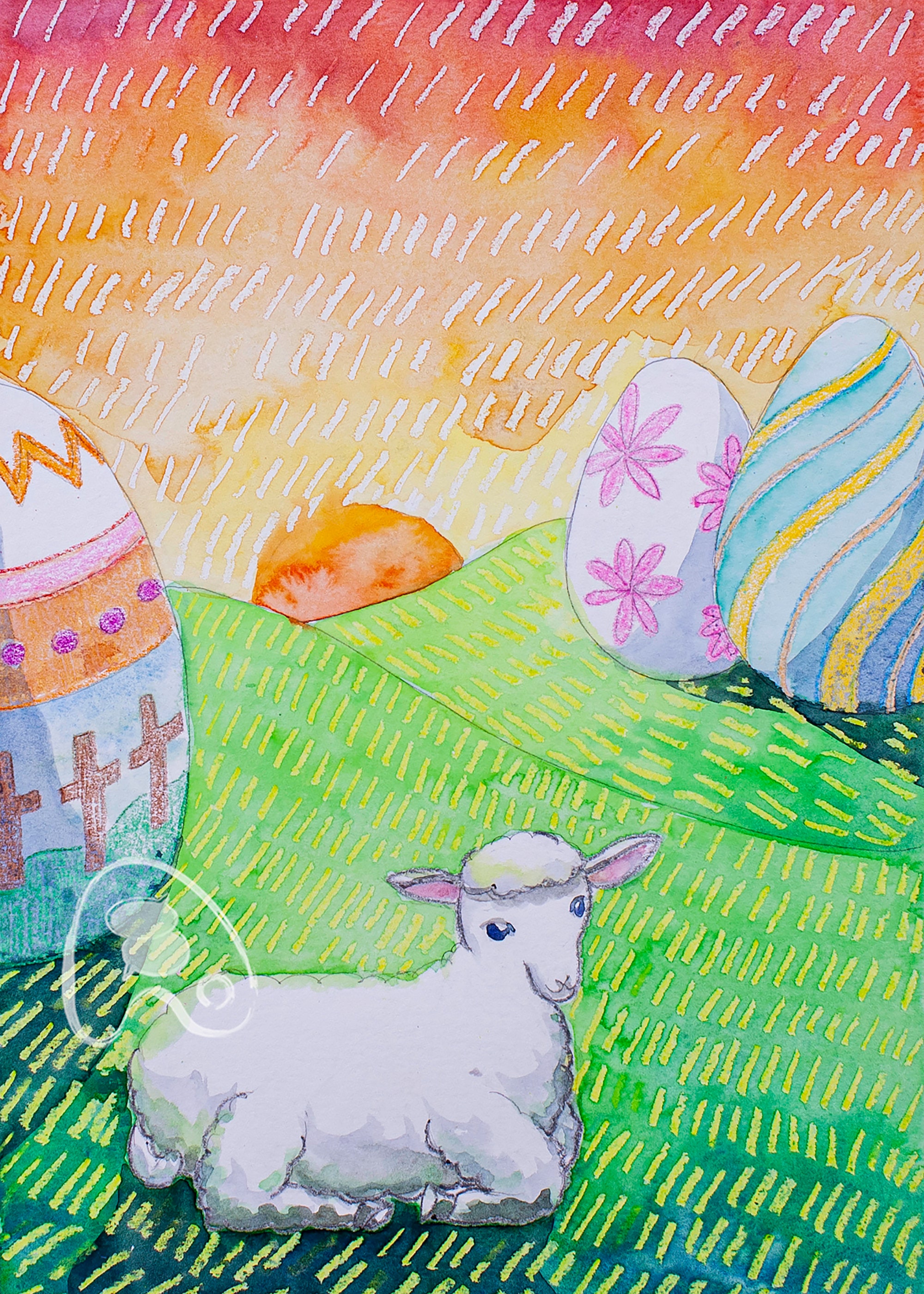 Easter Field | ART PRINT, Easter 2021, Cute Lamb, Easter Eggs, Easter ...